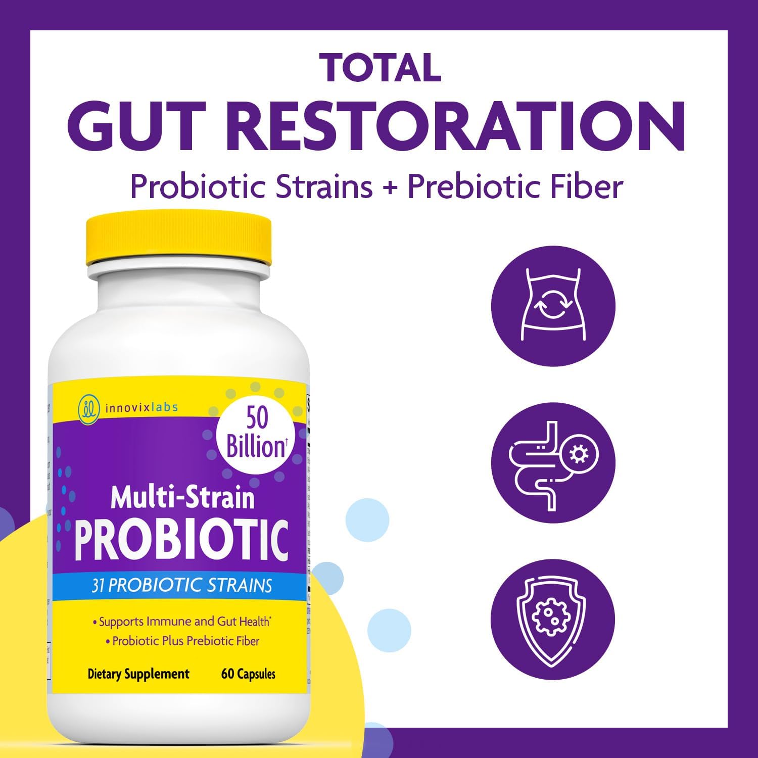 Multi-Strain Probiotic | 50 Billion CFU Gut Support - InnovixLabs